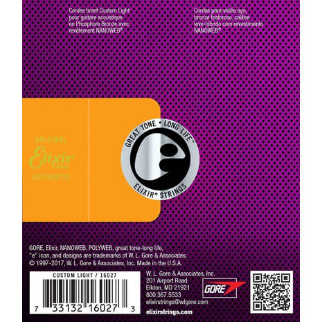 Cuerdas Elixir 12-53 Acoustic Nanoweb 16052 | Bronce 80/20 para Guitar