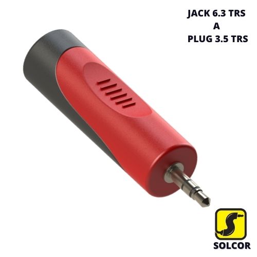Adaptador Solcor plastico JACK 6.3 TRS A PLUG 3.5 TRS
